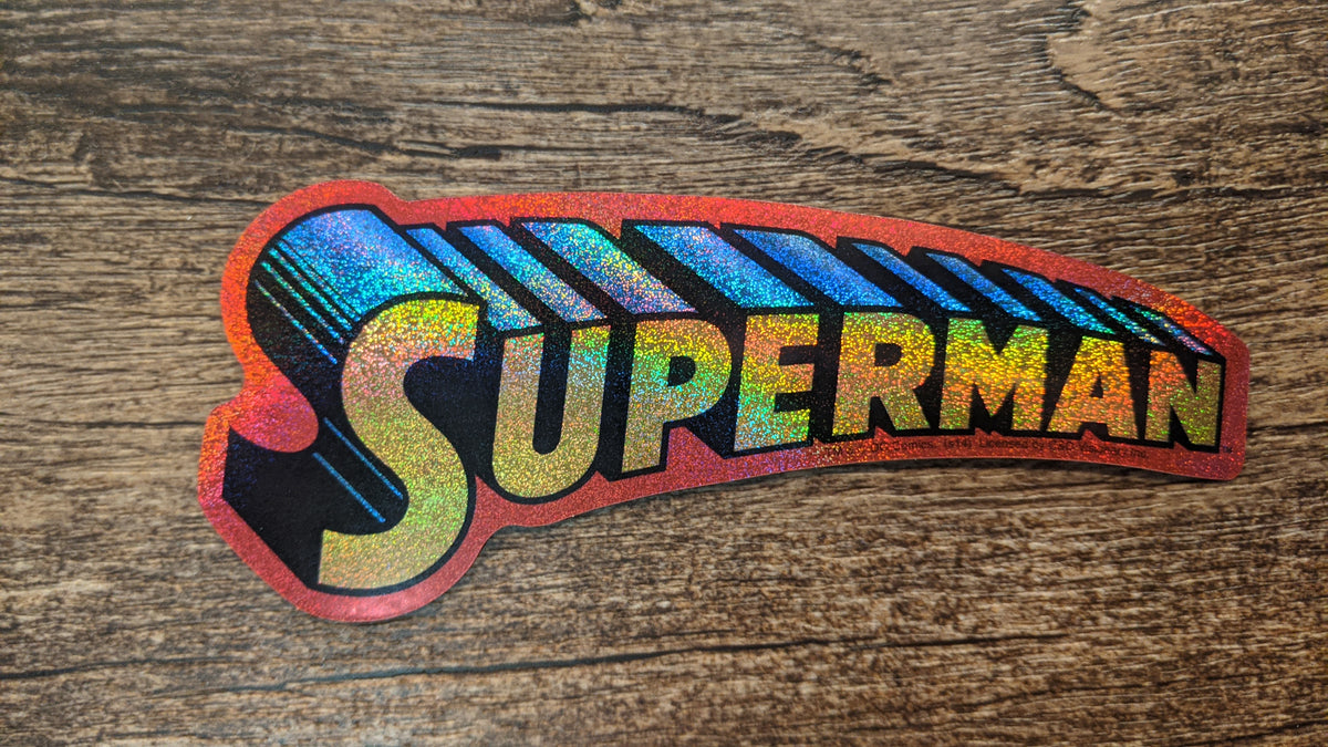 Superman Glitter Telescopic Letters Sticker Decal | Superman Stuff