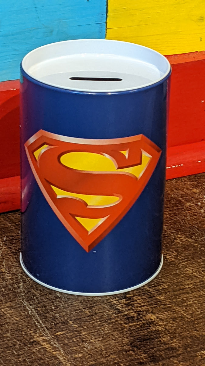Superman Logo Tin Collectible Coin Bank | Superman Stuff
