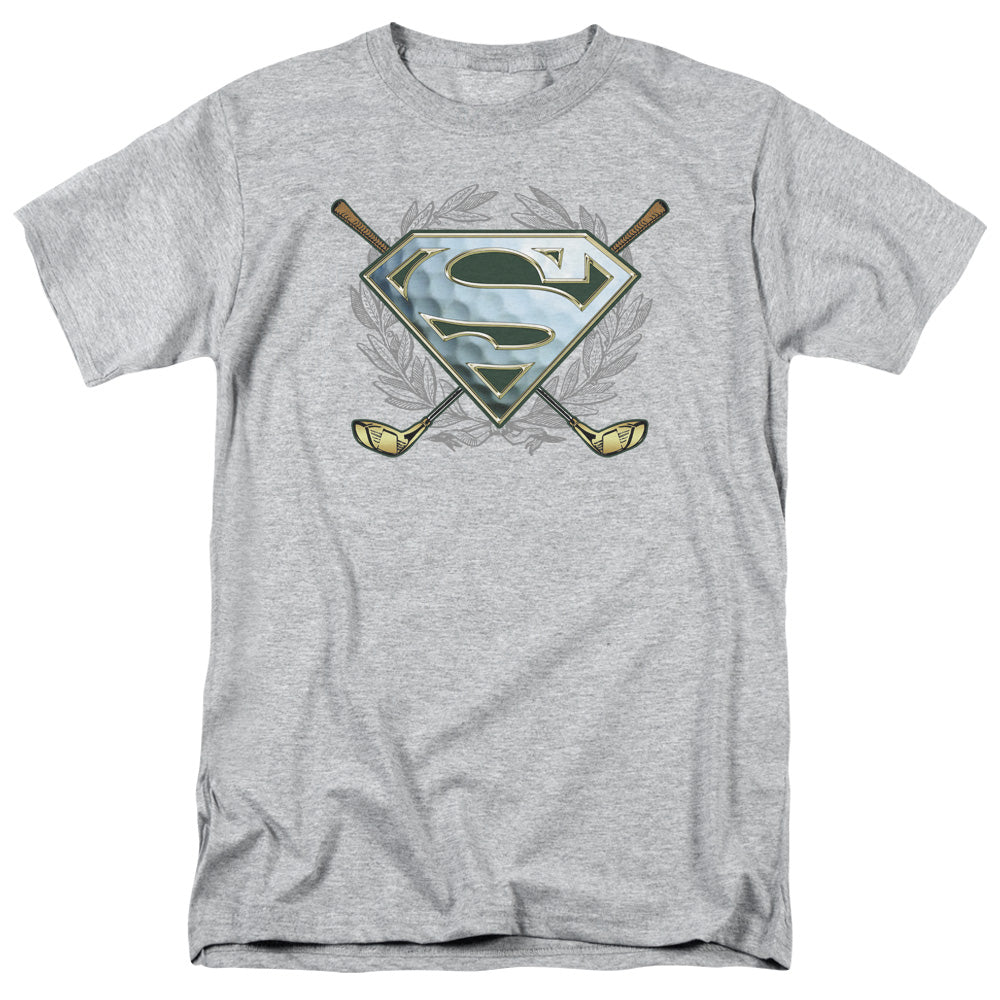 Superman Golf Clubs and Ball Shield Logo Regular Fit Short Sleeve Shirt ...