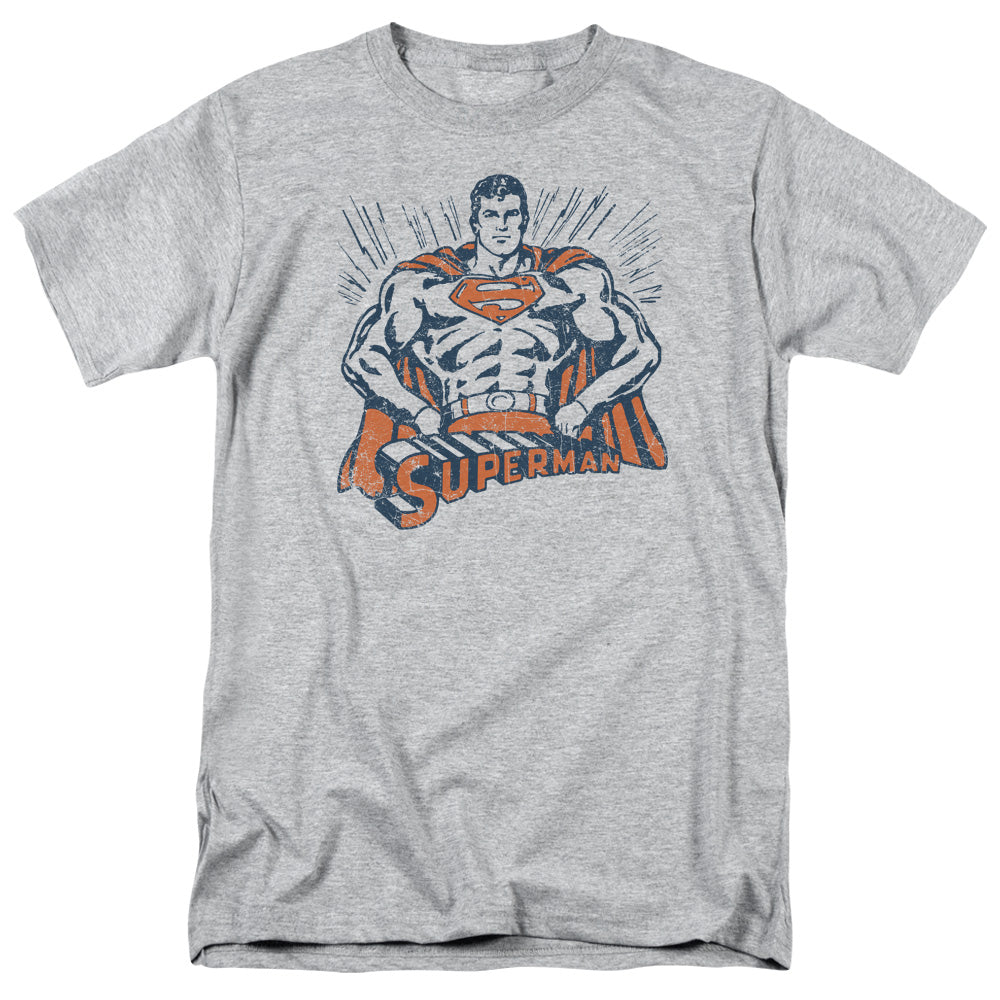 Superman Classic Vintage Stance Grey Adult Regular Fit Short Sleeve ...