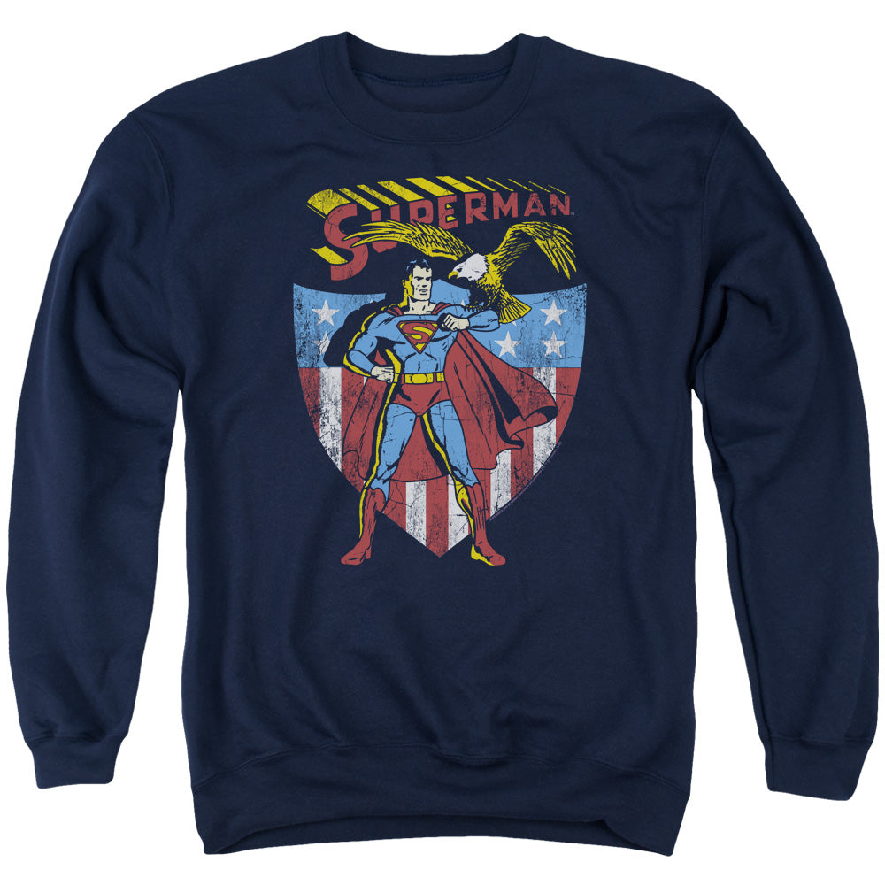 Superman All American Navy Blue Adult Crewneck Sweatshirt | Superman Stuff